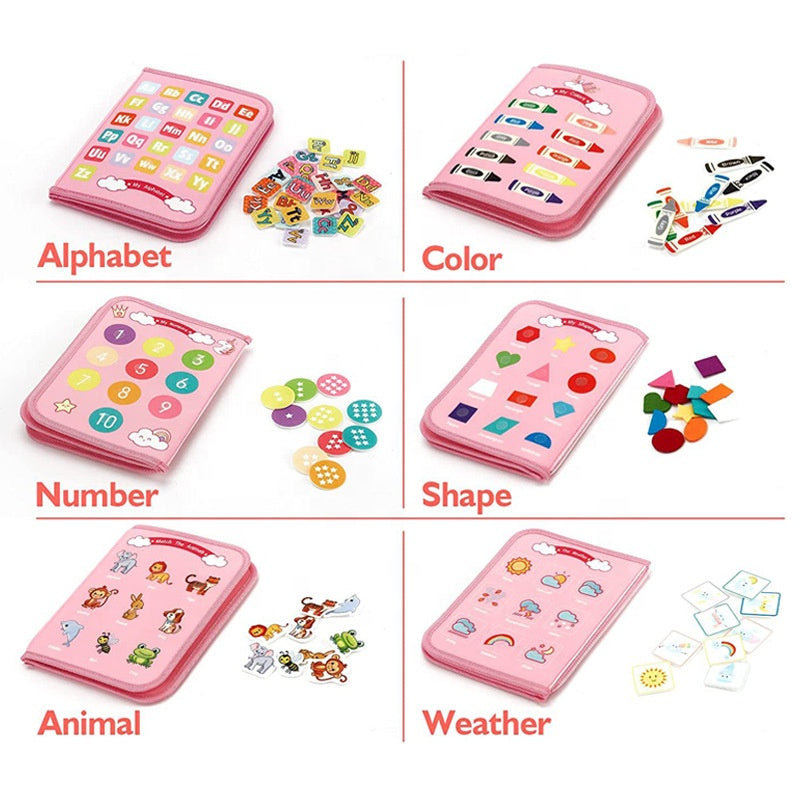 6-in-1 Unicorn Activity Busy Board for Toddlers – Sensory Learning Boo ...